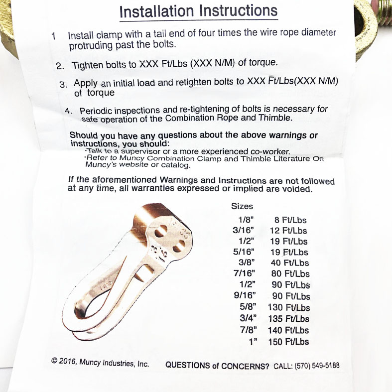 3/4 inch Newco CCT-24 Combination Clamp & Thimble | Wesco Industries