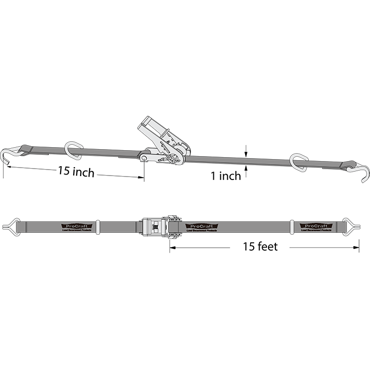 1 inch x 16 feet Ratchet Set c/w Wire Hooks & Dee Rings | Wesco Industries