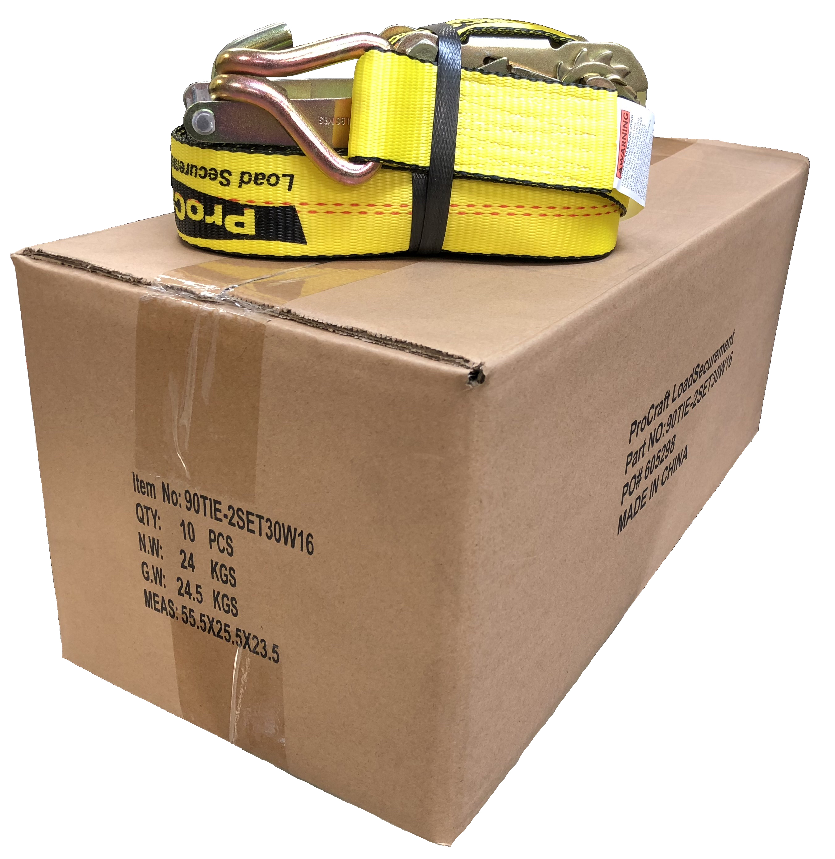 2 inch x 30 feet Ratchet Tie Down Set HD Wire Hooks 10 pce Carton ...