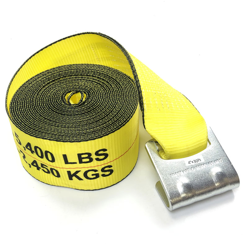 4x30 feet Polyester Winch Strap with Flat Hook - 10 Pack | Wesco Industries