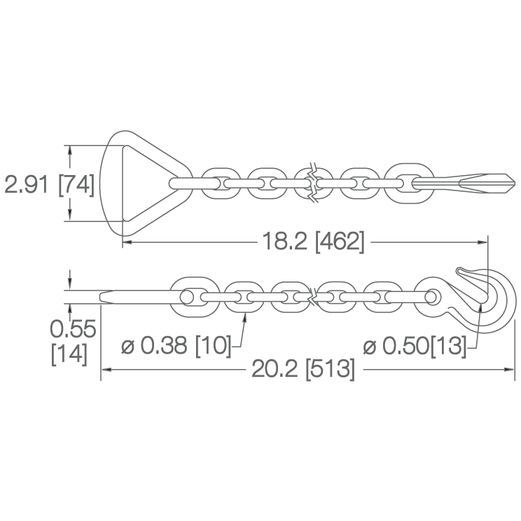 3 inch Forged V-Ring with Chain & Grab Hook | Wesco Industries
