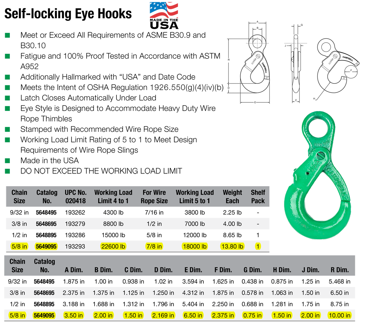 5/8 Inch Campbell Grade 10 Cam Alloy Safety Hook | Wesco Industries