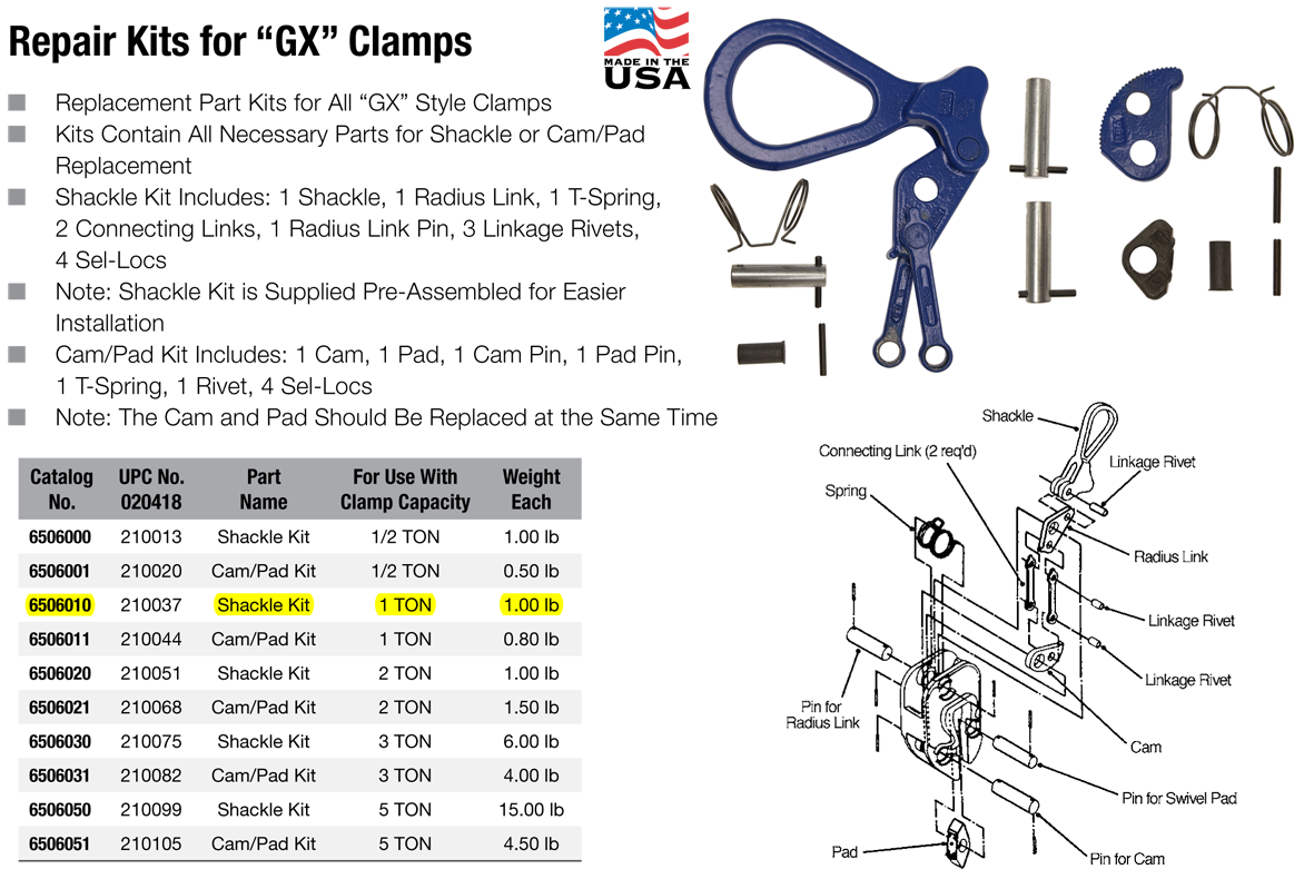 1 Ton Campbell GX Shackle Kit | Wesco Industries
