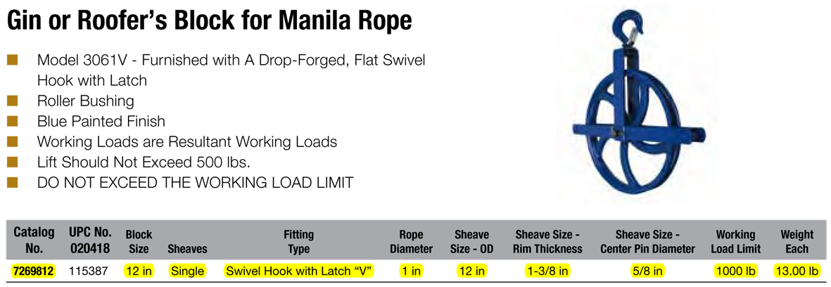 12 inch Campbell 3061V Gin Block | Wesco Industries