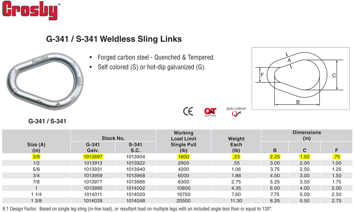 3/8 inch Crosby G-341 Sling Links | Wesco Industries