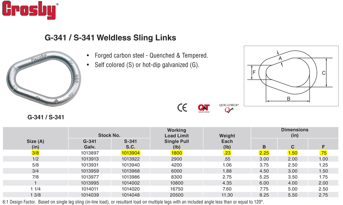 3/8 inch Crosby S-341 Weldless Sling Links | Wesco Industries