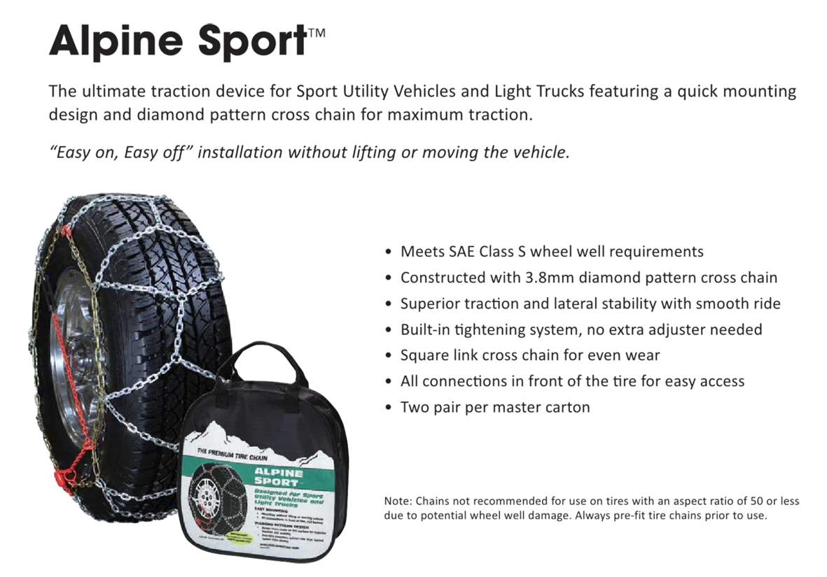 2335 Alpine Sport SUV/LT Tire Chains | Wesco Industries